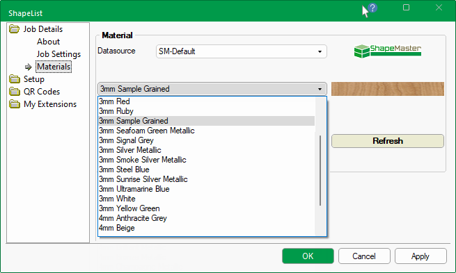 Setup Materials using Materials Manager