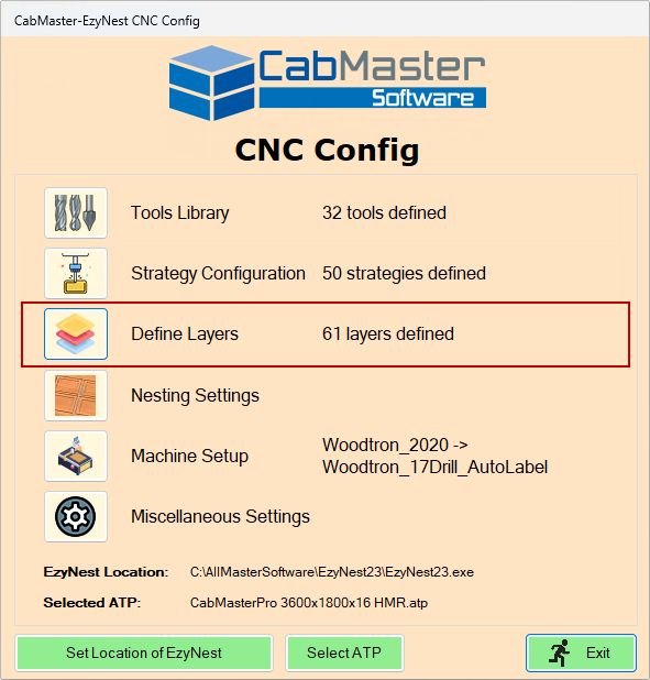 CNC Define Layers