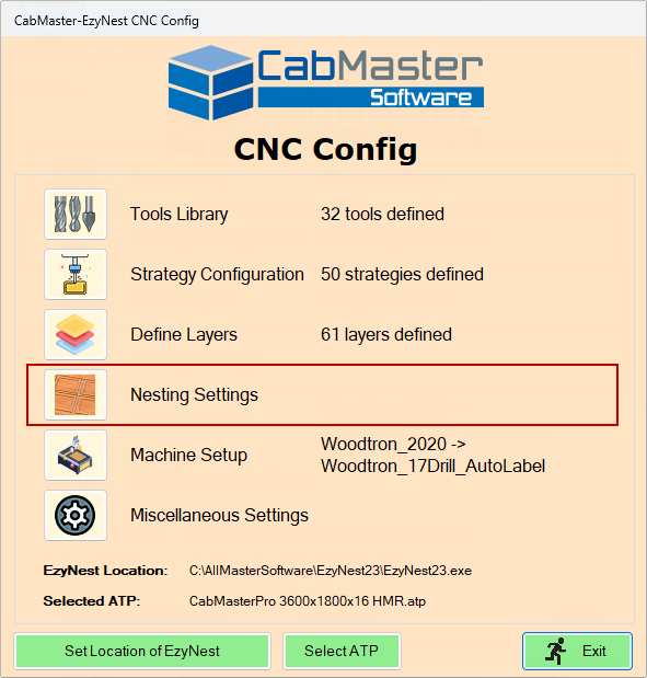 CNC Nesting Settings